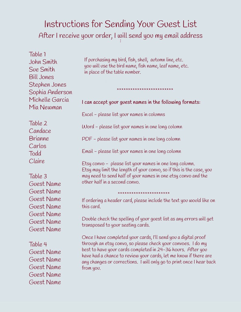 Seating Cards Table Seating Assignment Cards Seating Chart - Etsy