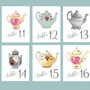 Teapot Table Numbers, Teapot Table Tents, Teapot Table Cards, Teapot ...