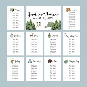 Camping Seating Cards, Table Assignment Cards, Seating Information ...