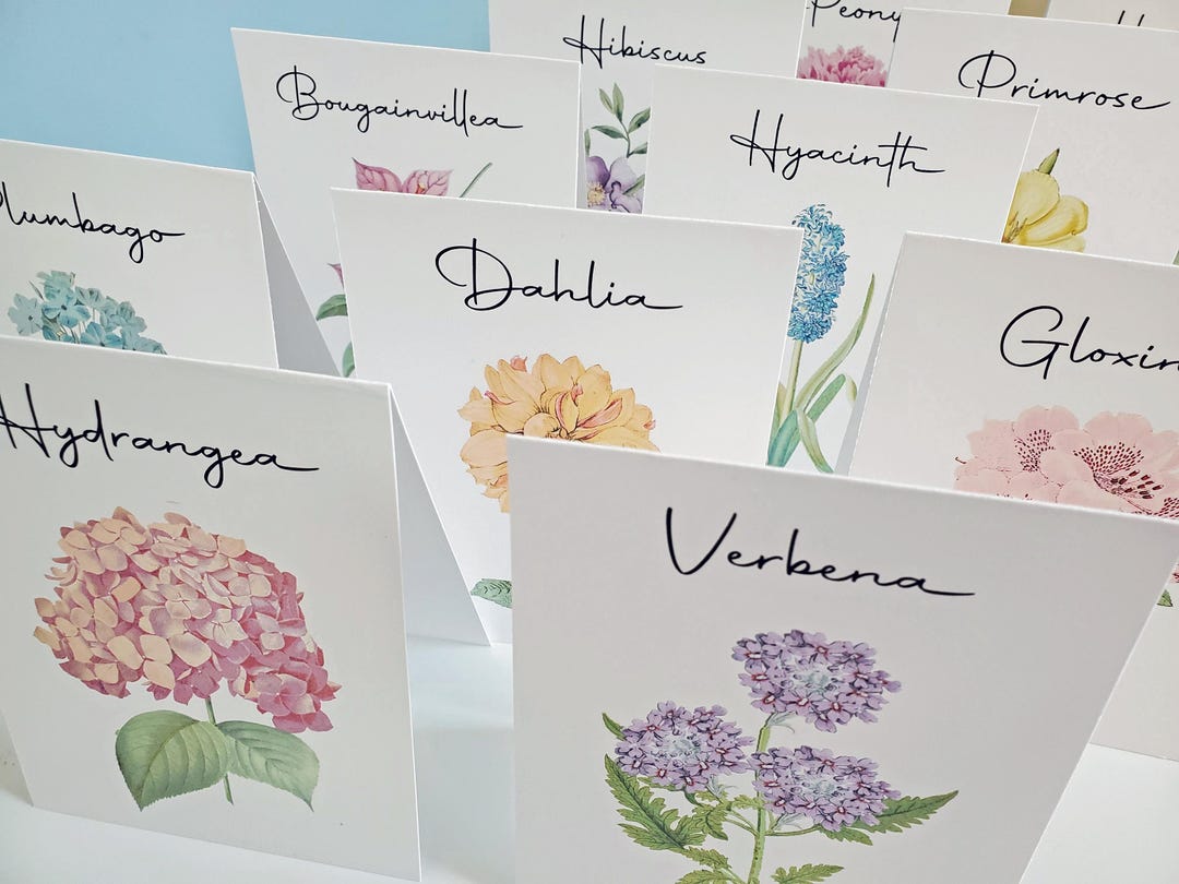 PASTEL Flower NAME Table Cards, Wedding Table Cards, Botanical Table ...