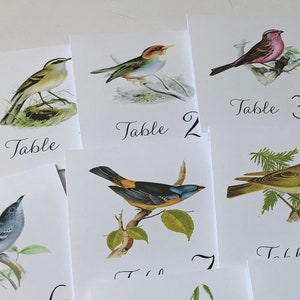 Bird Table NUMBERS, Bird Table Tent Cards, Wedding Table Cards With ...