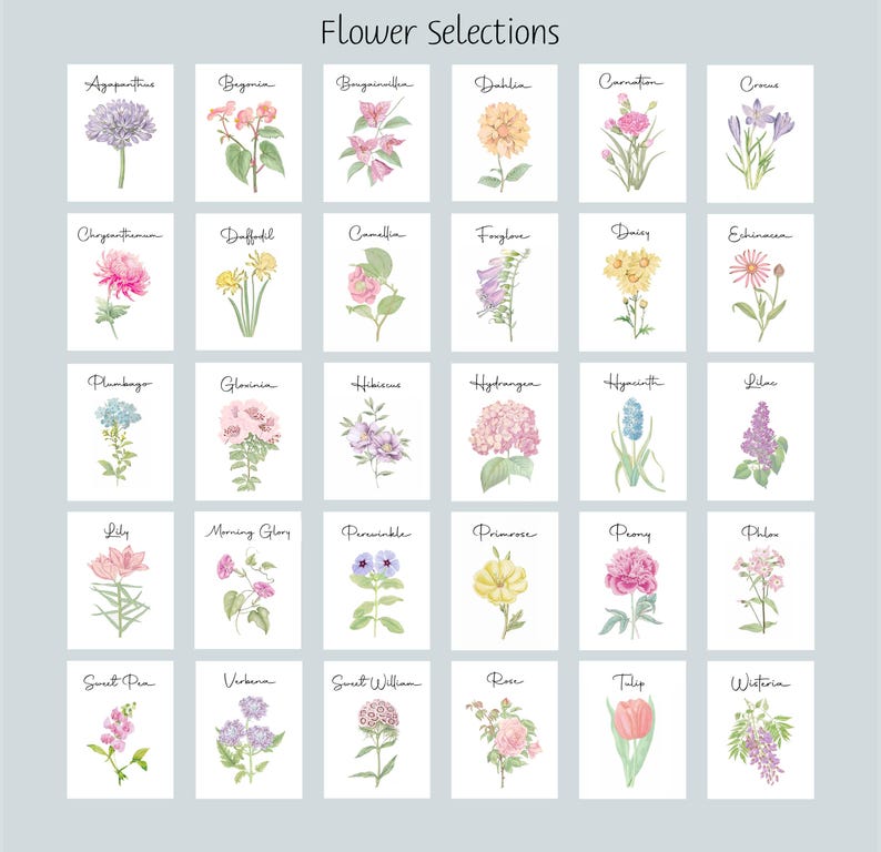 PASTEL Flower NAME Table Cards, Wedding Table Cards, Botanical Table ...
