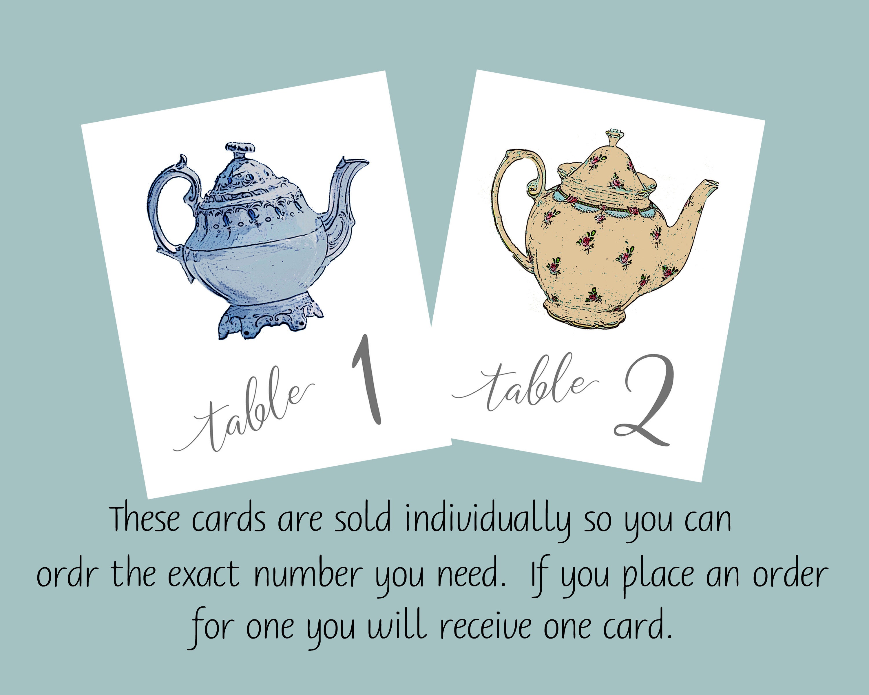 Teapot Table Numbers Teapot Table Tents Teapot Table | Etsy