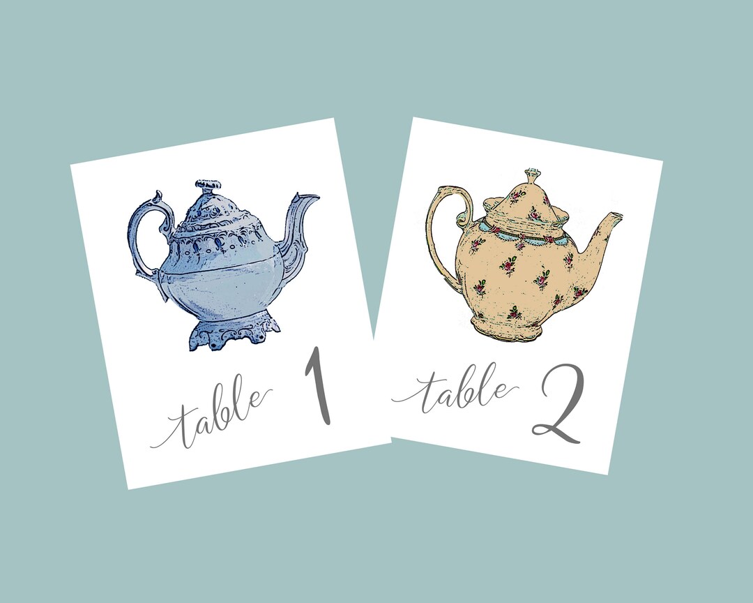 Teapot Table Numbers, Teapot Table Tents, Teapot Table Cards, Teapot ...