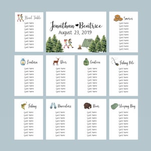 Camping Seating Cards, Table Assignment Cards, Seating Information ...
