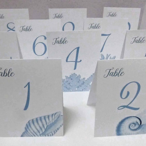 Shell Table Numbers Beach Wedding Shell Cards Surf and Turf - Etsy