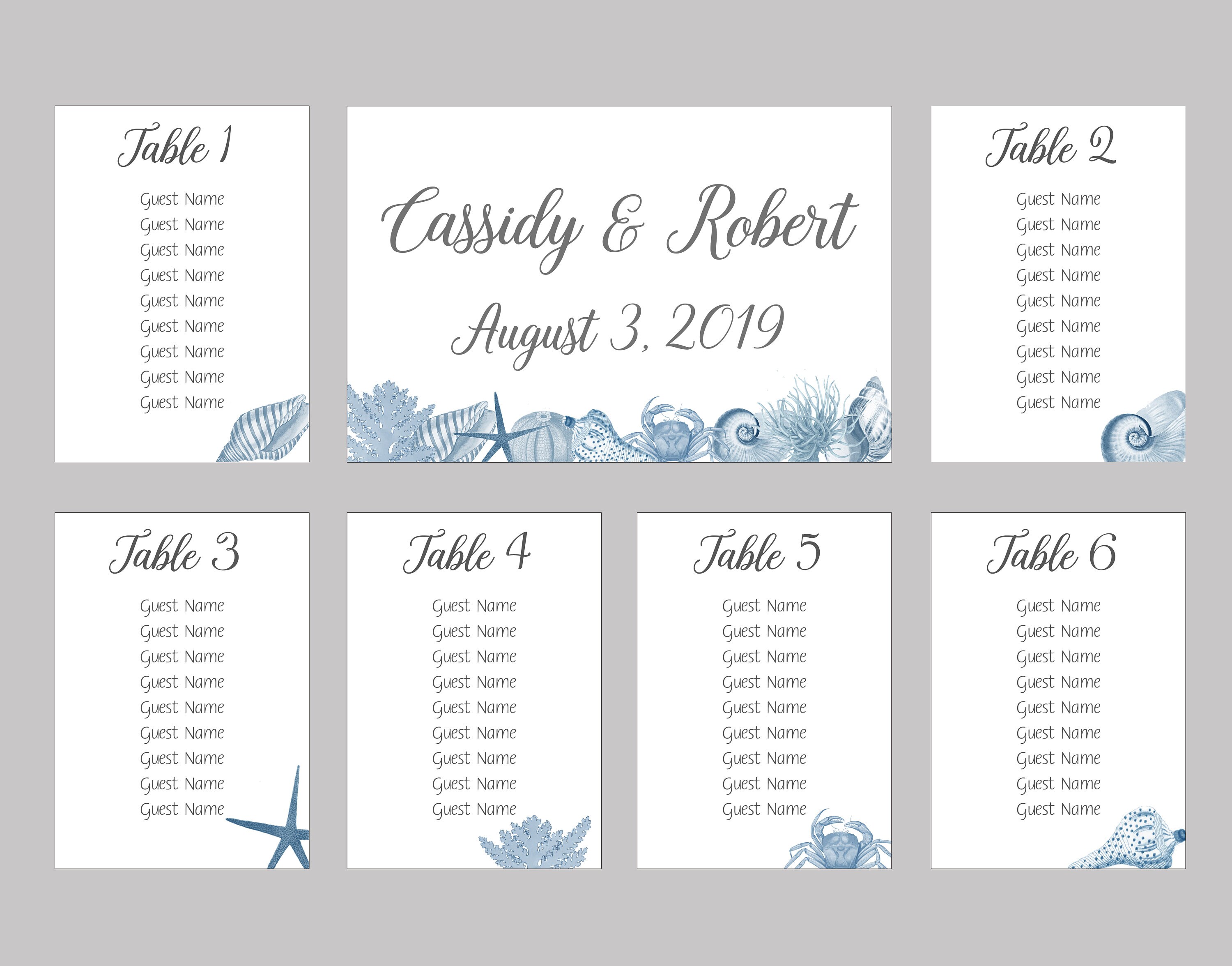 Shell Numbered Seating Cards Beach Seating Cards Table - Etsy