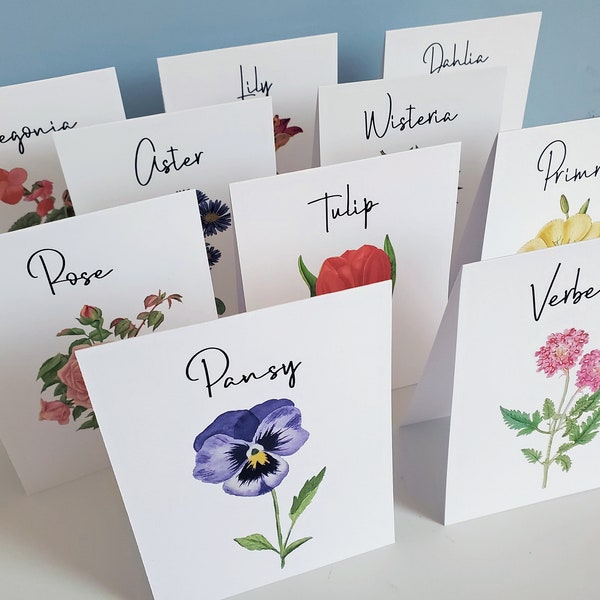 Flower Table Cards - Etsy