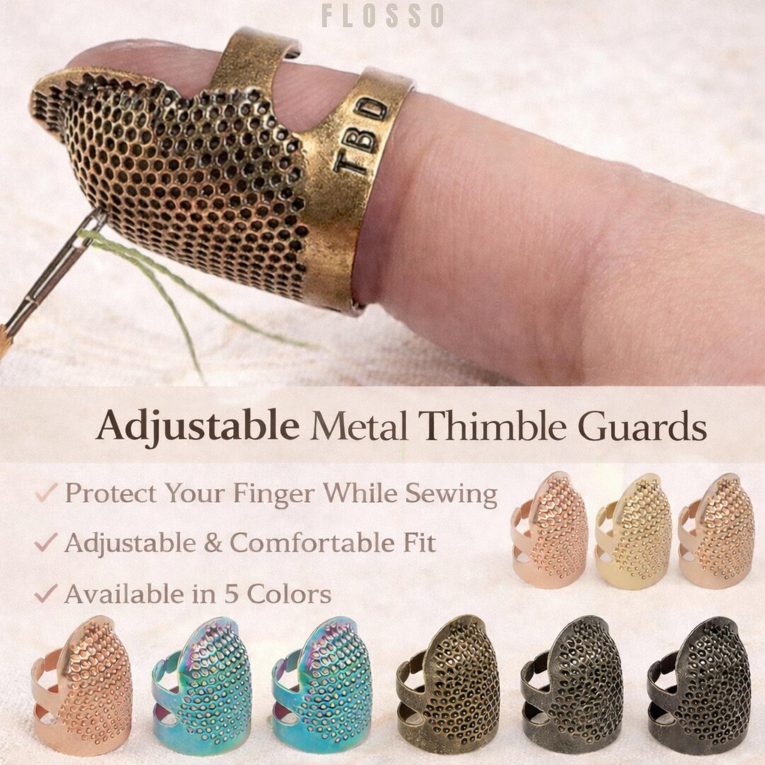Adjustable Metal Thimble for Sewing – Finger Protector, Hand Sewing ...