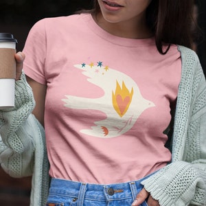 Peace Dove Shirt With Sacred Heart, Women's Peace Shirt, Christian Dove ...