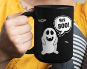Hey BOO Funny Halloween Mug Ghost Coffee Cup Silly Vampire - Etsy