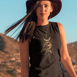 Mystical Moon Goddess Flowy Scoop Muscle Tank, Pagan Clothing for ...