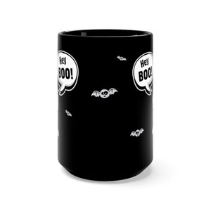 Hey BOO! Funny Halloween Mug, Ghost Coffee Cup, Silly Vampire Bat ...