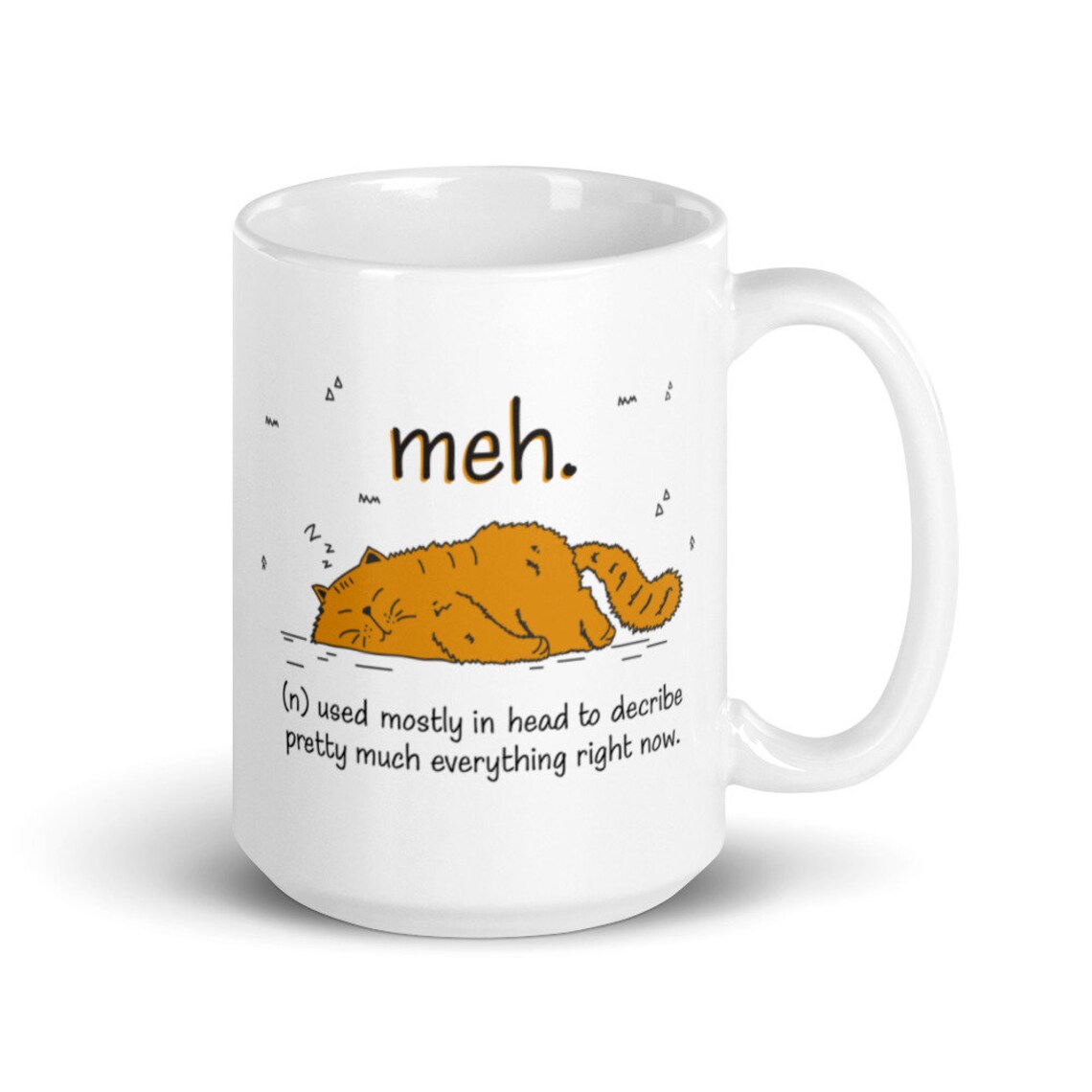 Meh Cat Mug Definition Funny Cat Coffee Mug Lazy Cat Cup - Etsy