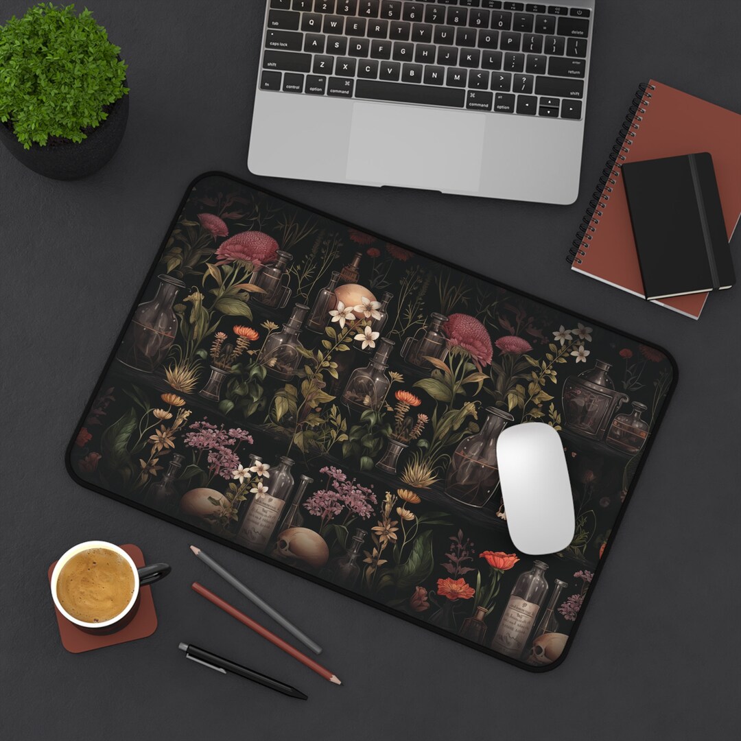 Vintage Alchemy Desk Mat - Purple Hues Gothic Herbalist Large Mouse Pad ...