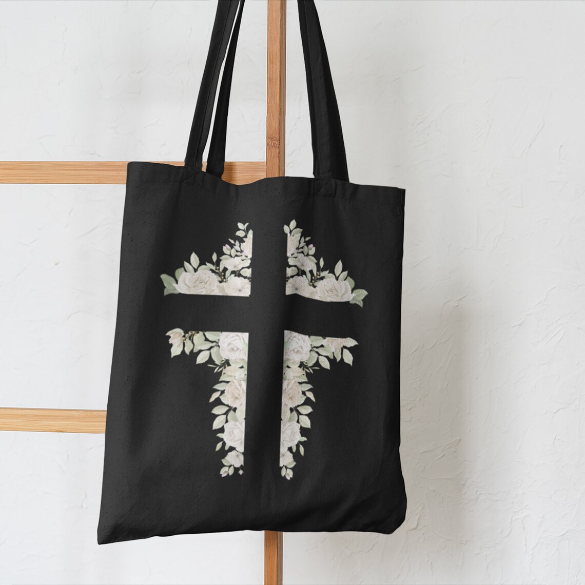 Christian Floral Cross Pretty Eco Tote Bag Bible Study Bag - Etsy