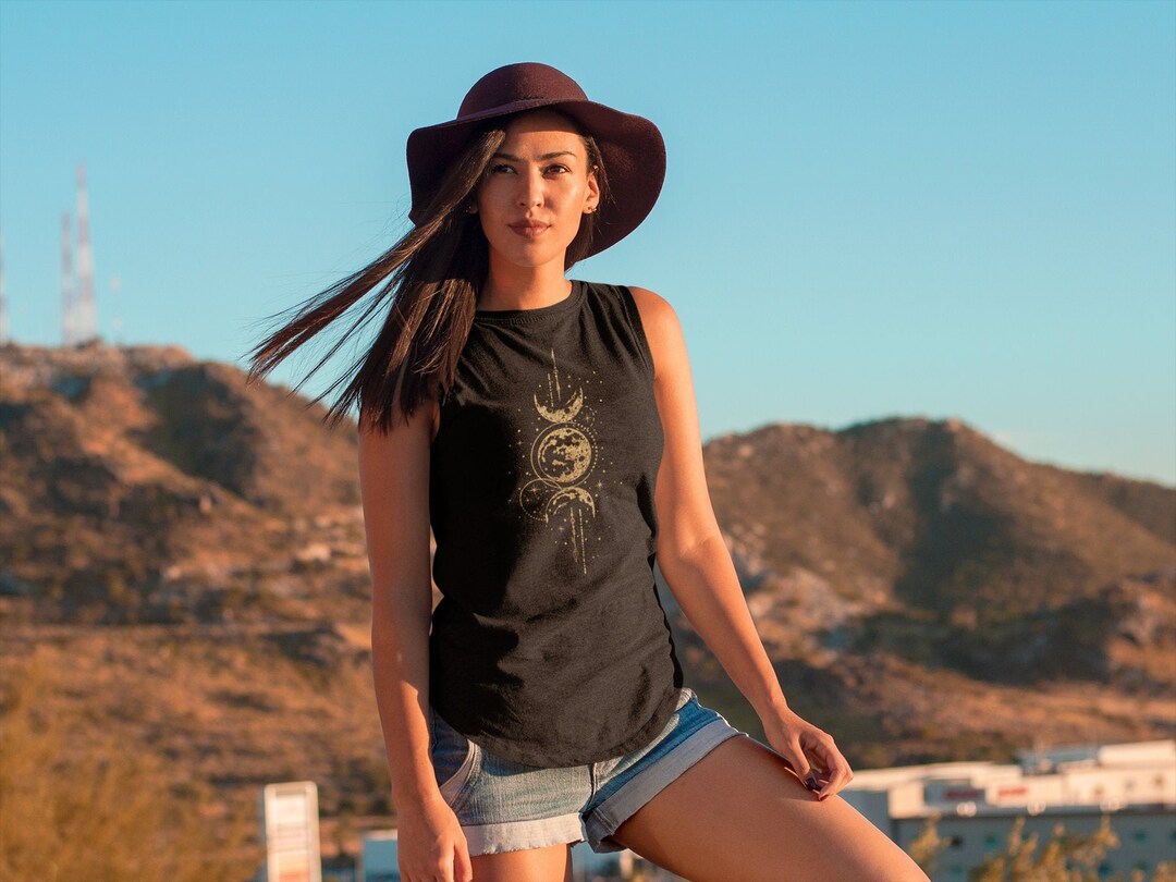 Mystical Moon Goddess Flowy Scoop Muscle Tank, Pagan Clothing for ...
