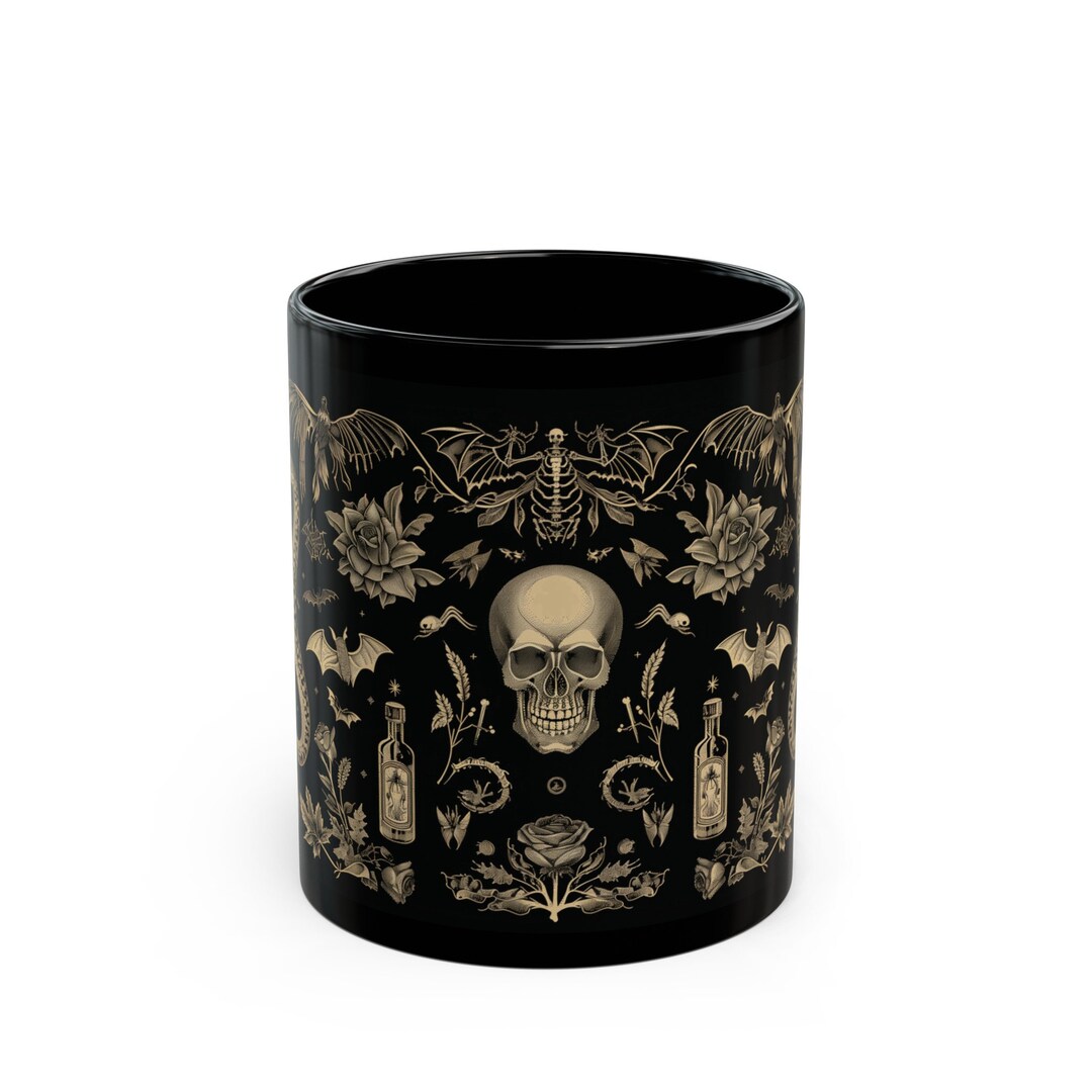 Gothic Apothecary Skeleton Mug, Vintage Medical Style Illustration ...