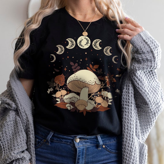 Moon Phases and Mushrooms Tshirt Magical Celestial Fungi Shirt - Etsy