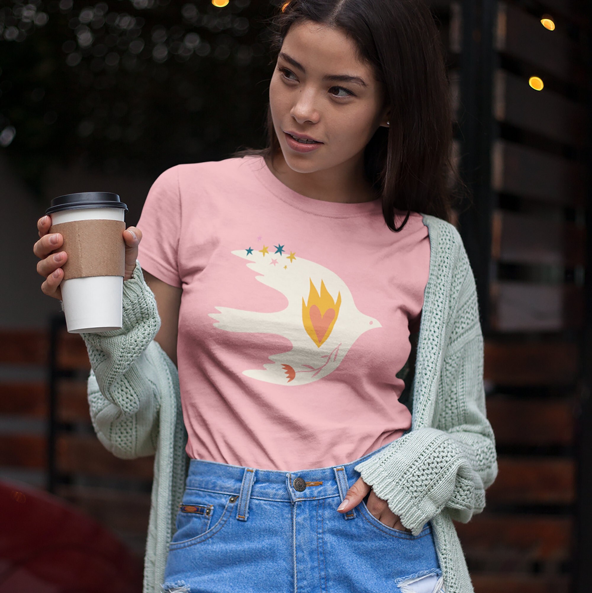 Peace Dove Shirt With Sacred Heart, Women's Peace Shirt, Christian Dove ...