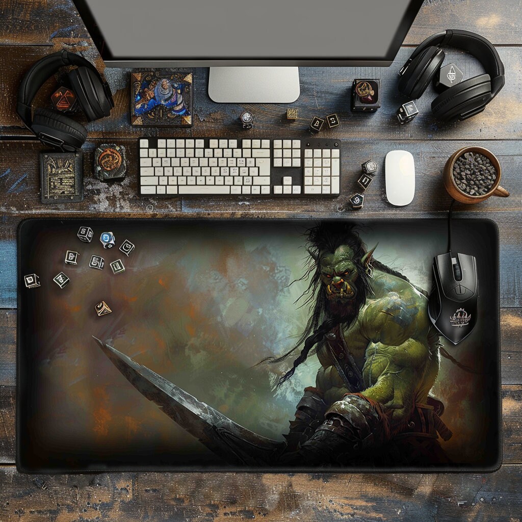 Fierce Orc Rogue Assassin Art - Extra Large Mouse Pad Desk Mat-d and D ...