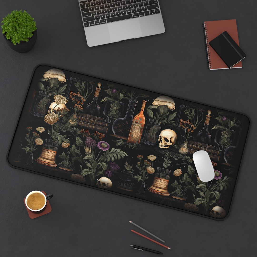 Vintage Alchemy Desk Mat - Gothic Herbalist Large Mouse Pad for Home ...