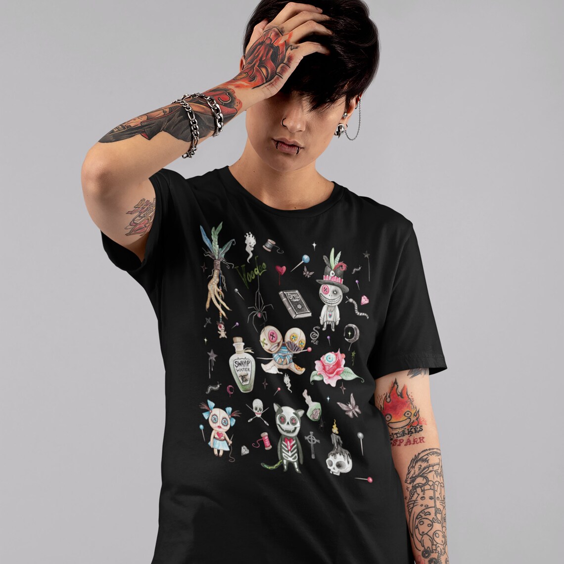 Voodoo Doll Tshirt, Voo Doo Doodles Zombie Cat Creepy Cute Doll ...