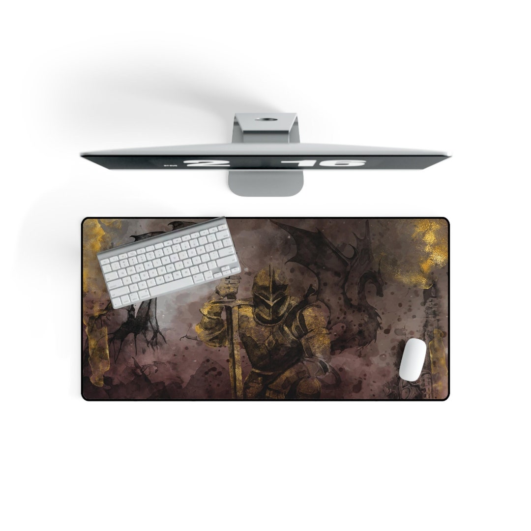 Dragon & Knight Desk Mat Pad: Dnd Inspired Dark Academia - Etsy