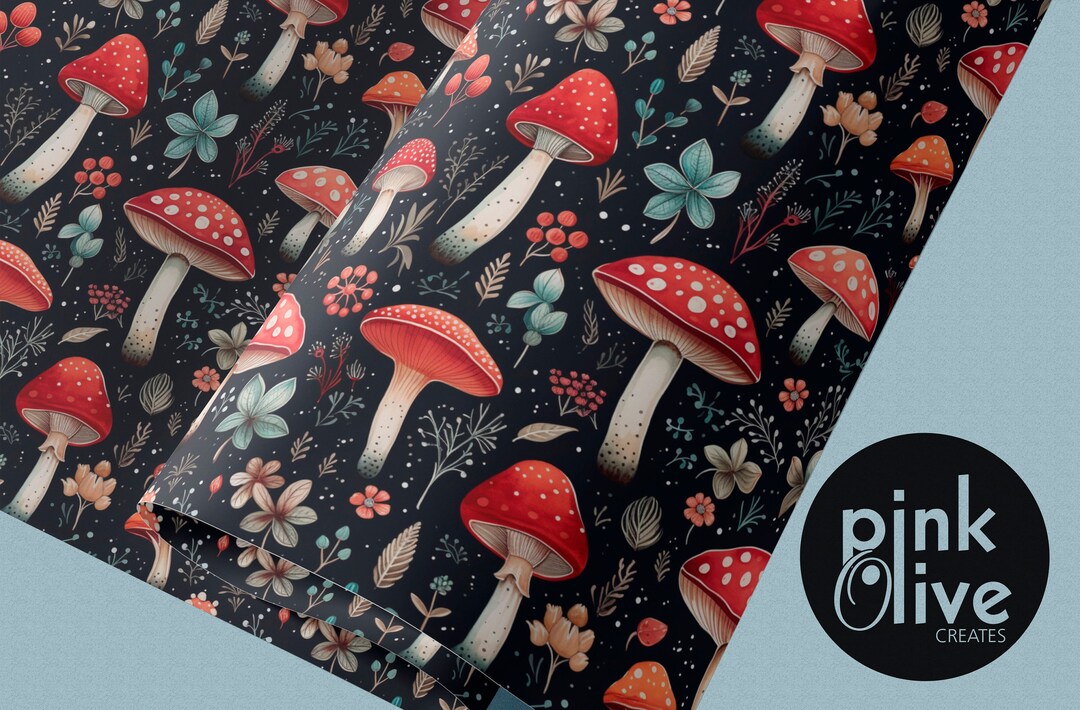Enchanted Forest Gift Wrap - Red Amanita Mushroom Wrapping Paper ...