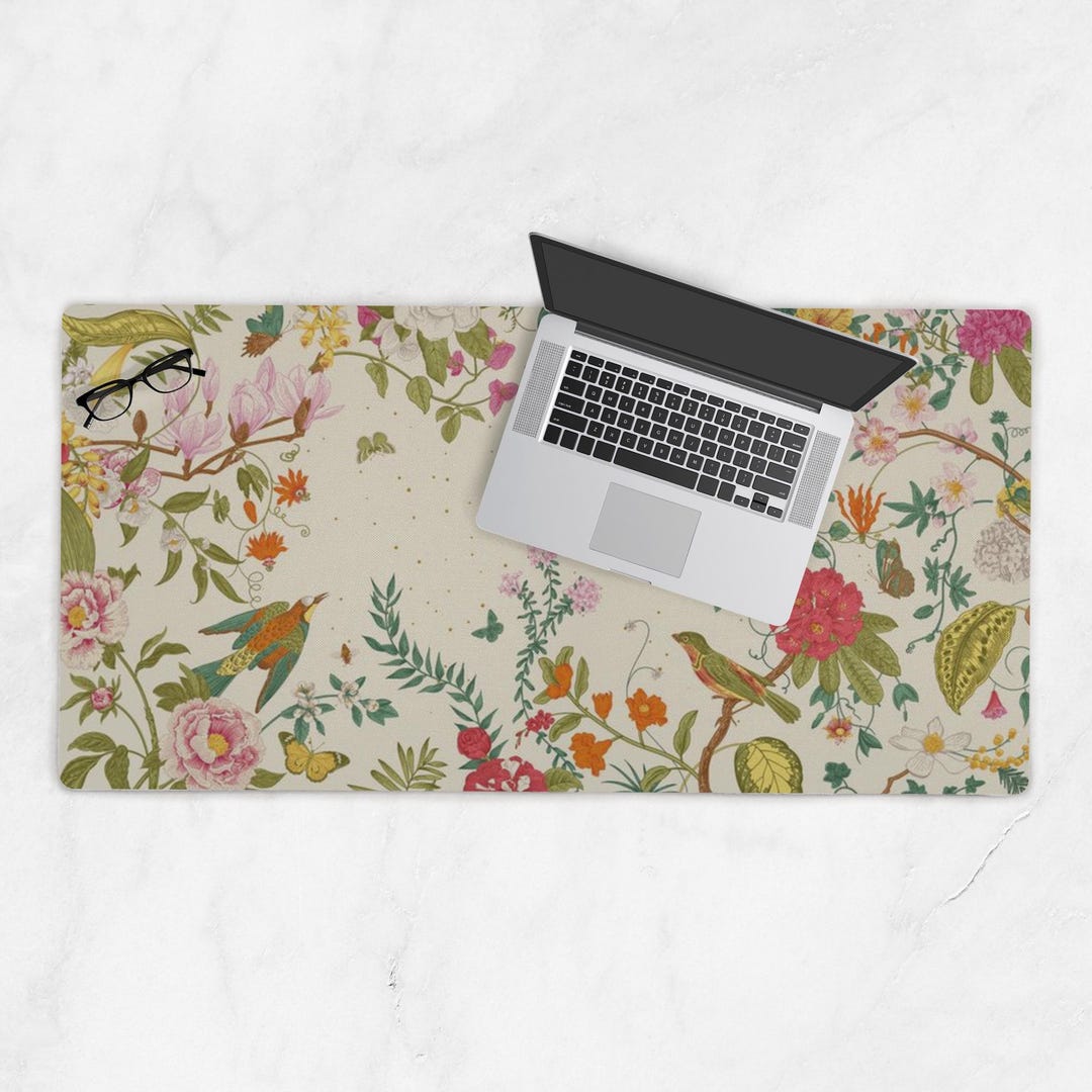 Vintage Botanical Desk Mat | Anthropologie-inspired Floral Mousepad ...