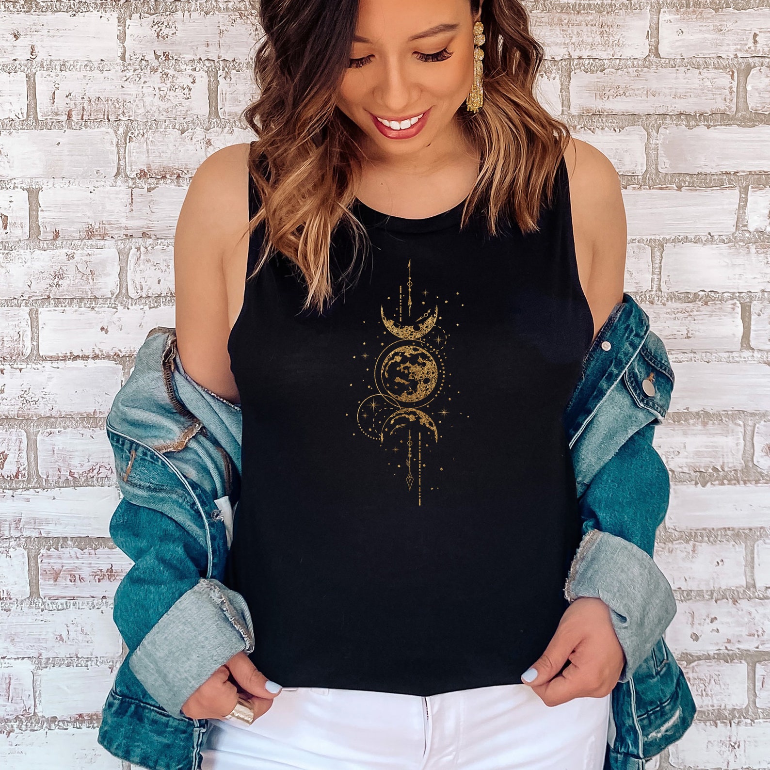 Mystical Moon Goddess Flowy Scoop Muscle Tank, Pagan Clothing for ...
