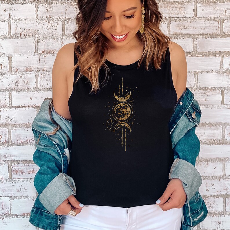 Mystical Moon Goddess Flowy Scoop Muscle Tank Pagan Clothing - Etsy
