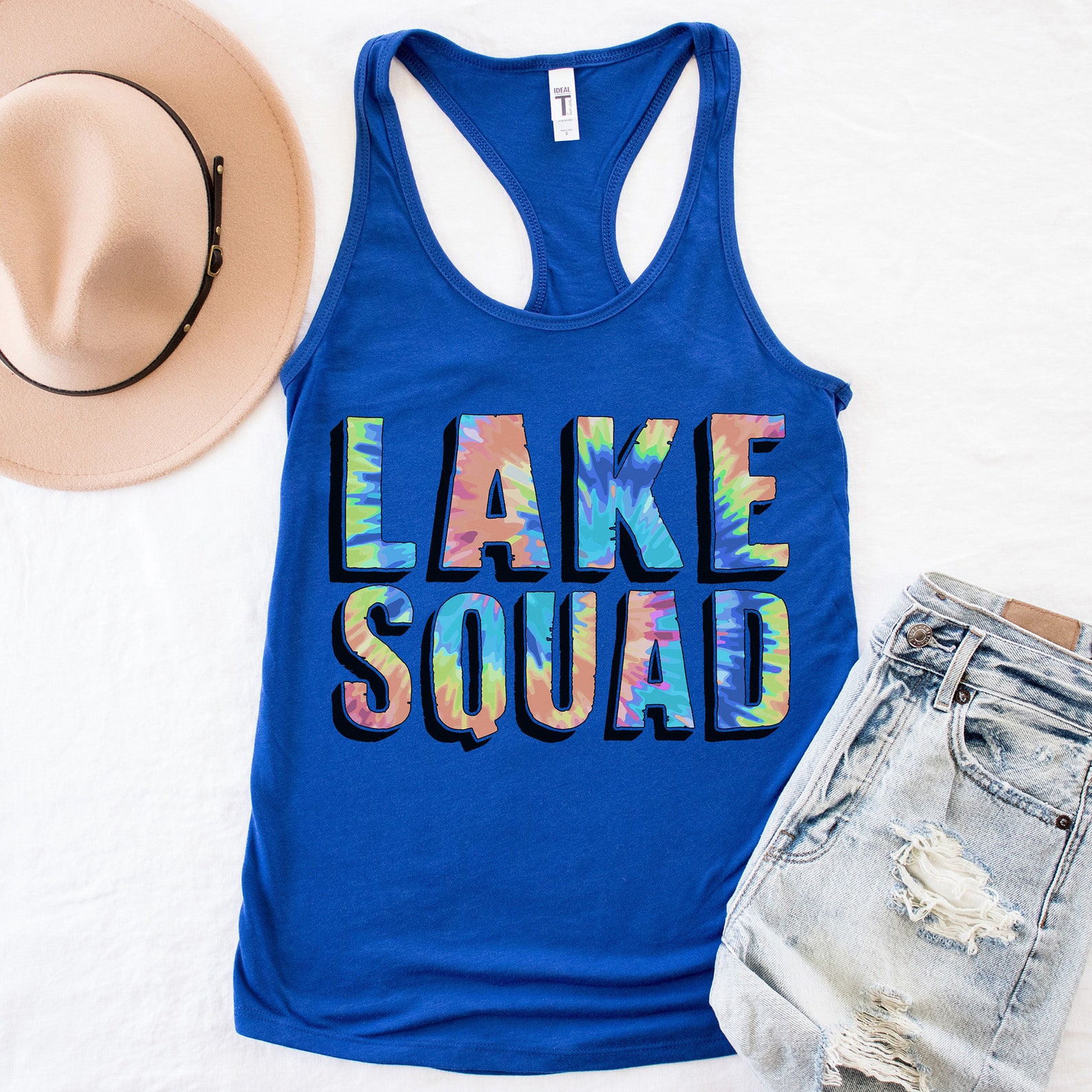 Lake Squad Tank With Tie Dye Lettering for Your Lake Life Racerback ...