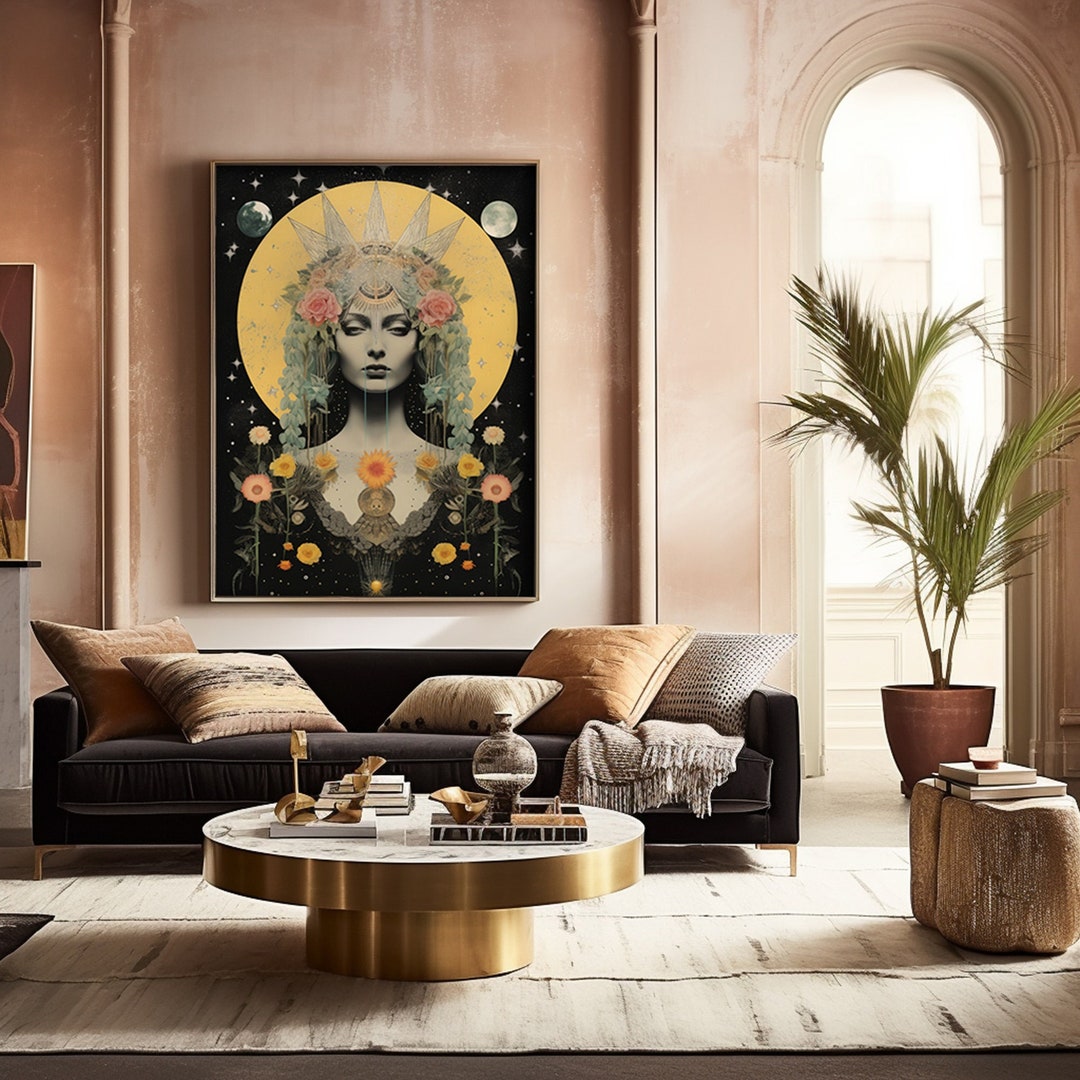 Astro Goddess Surreal Poster, Mystical Collage, Vintage Magic With ...