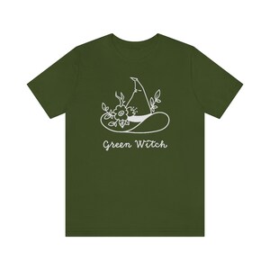 Green Witch Cute Witch Hat and Flowers Shirt, Wiccan Plant Witch, Gift ...