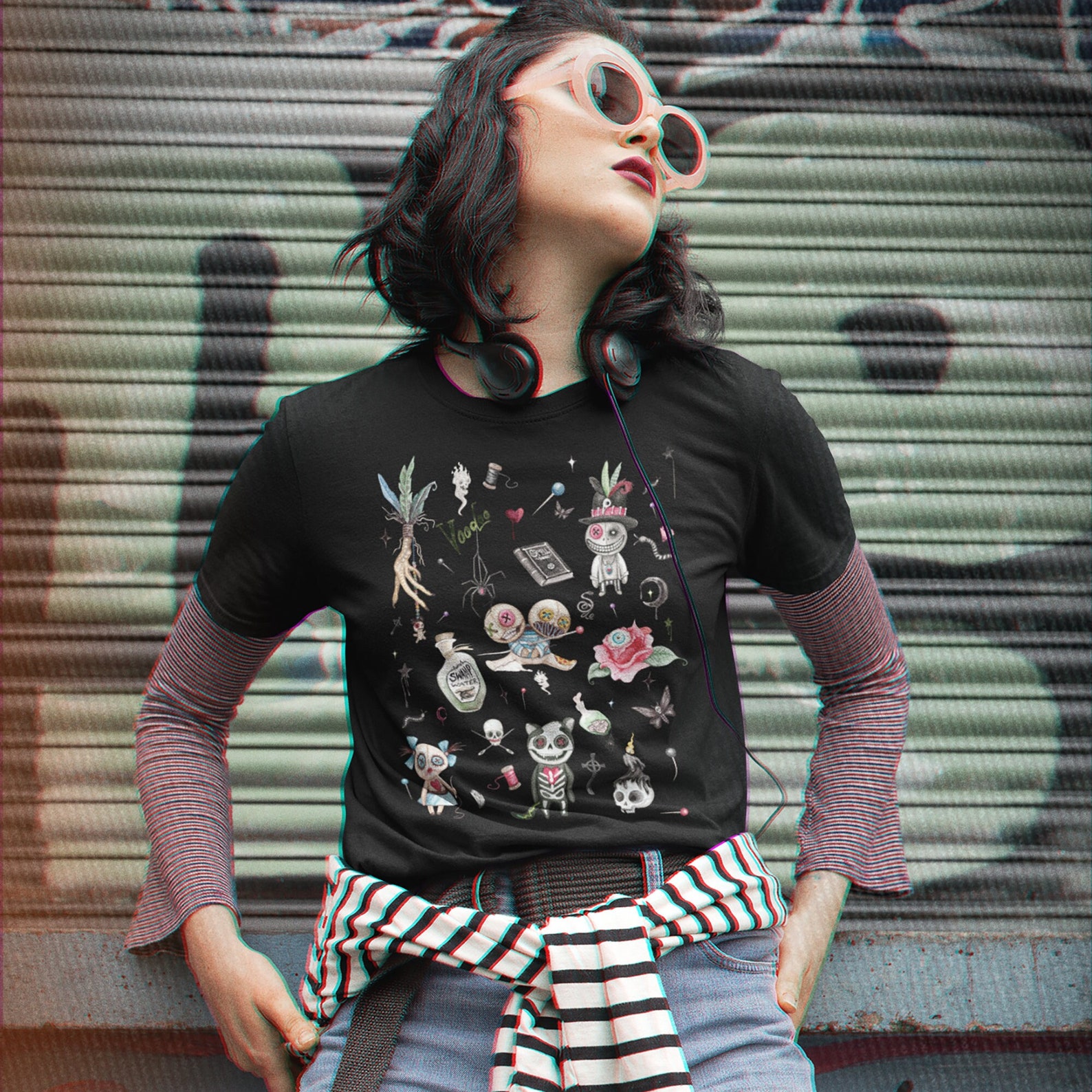Voodoo Doll Tshirt, Voo Doo Doodles Zombie Cat Creepy Cute Doll ...