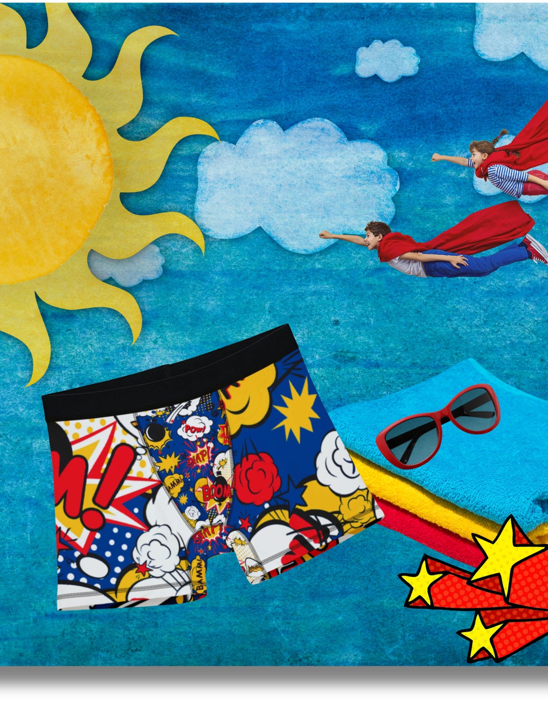 Comic Book Men's Boxers, Superhero Comic Underwear, Pop Art Boxers for ...