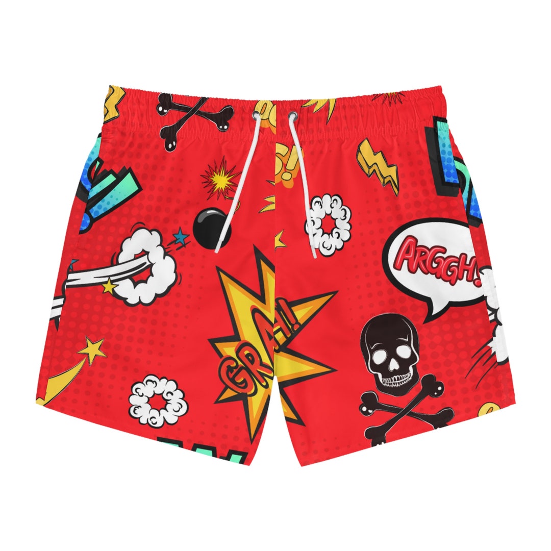 Comic Strip Swim Trunks | Superhero Swim Trunks | Pop Art Swimwear ...