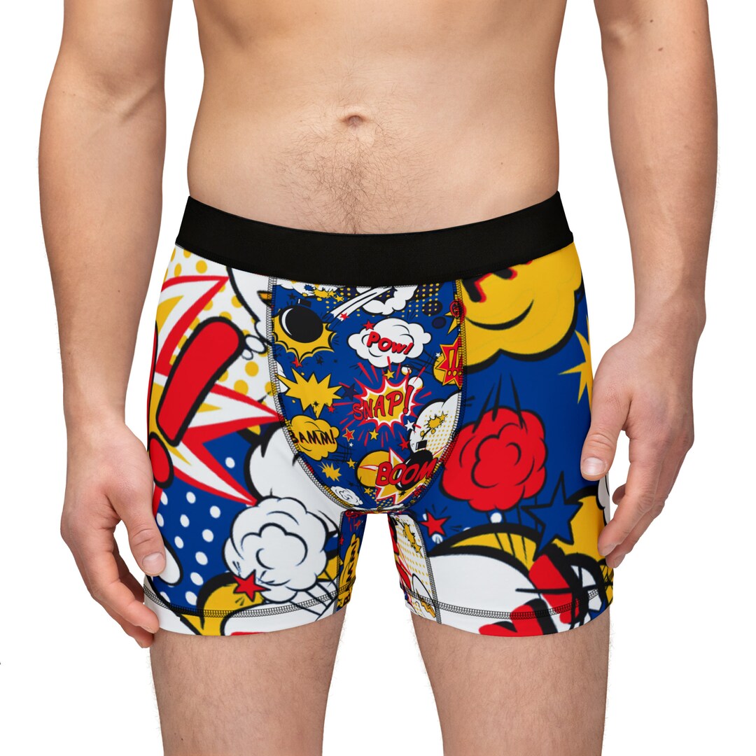Comic Book Men's Boxers, Superhero Comic Underwear, Pop Art Boxers for ...