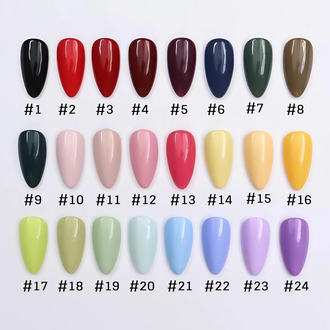 Colorful Press on Nails, Solid Red, Blue, Green, Black & Pastel Shades ...