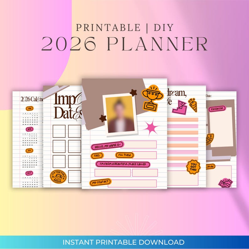 2026 Printable Planner | Colorful Monthly Weekly Daily Planner ...