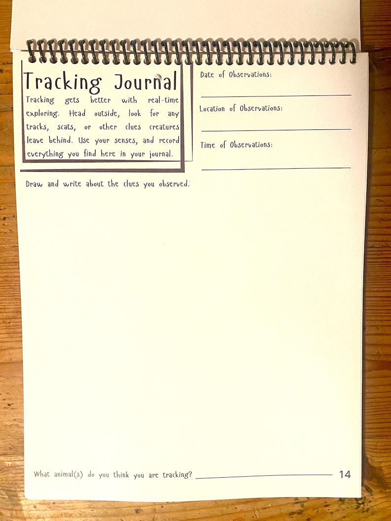 Animal Tracking Journal Printable for Kids and Hikers, Nature Study ...