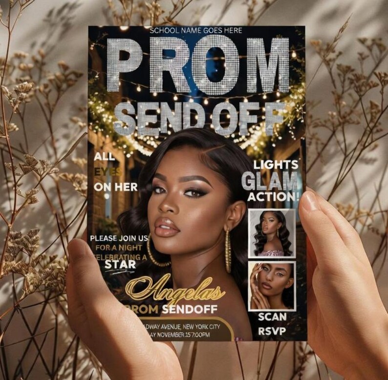 Prom Send off Magazine Invitation, Leopard Print Glam Party, Editable ...