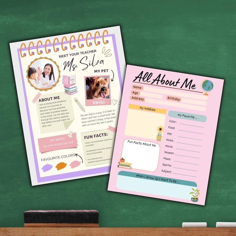 All About Me Teacher Student Canva Template, Classroom Introduction ...