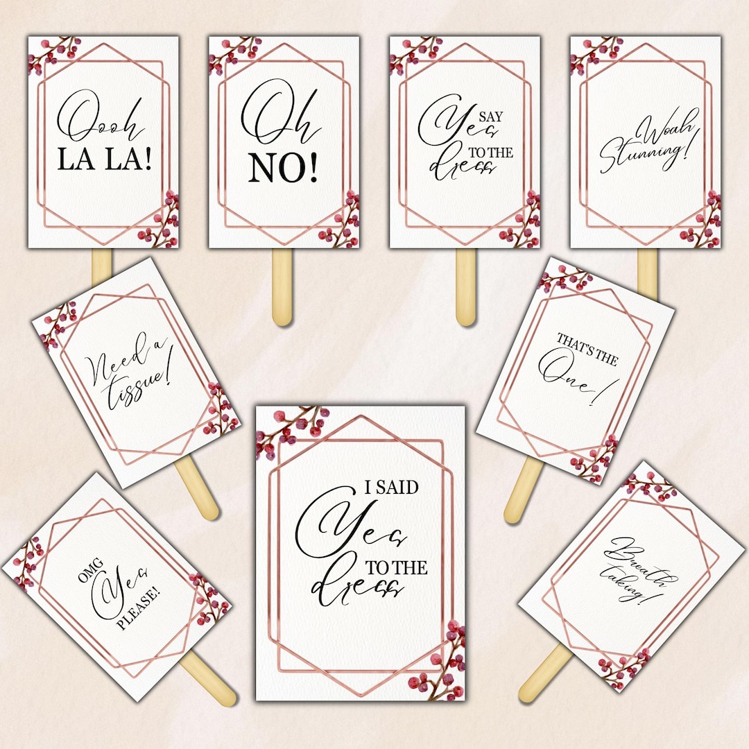 Bridal Shower Photo Booth Props, Say Yes to the Dress Signs (digital ...