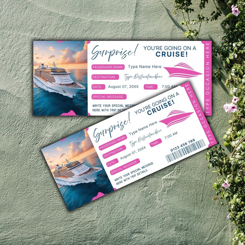 Editable Cruise Ticket Template, Printable Cruise Surprise Ticket, Gift ...