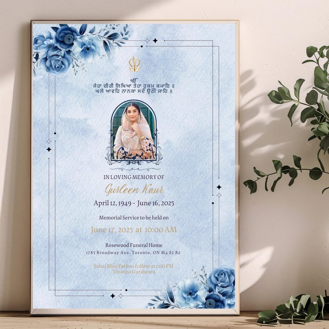 Editable Sikh Memorial Invitation Template, Floral Antim Ardas Bhog ...