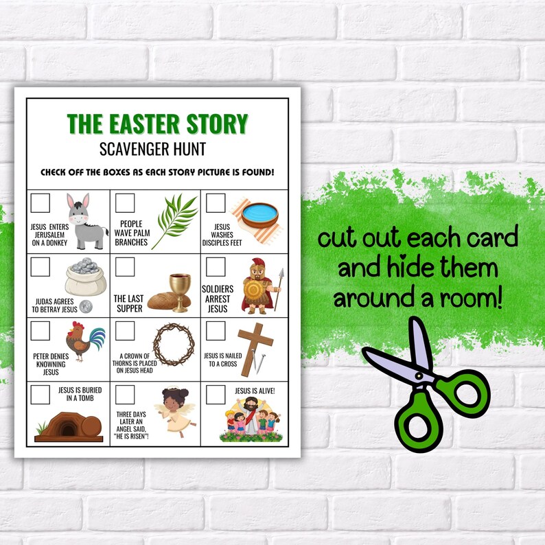 Easter Story Scavenger Hunt, Bible Verse Activity, Sunday School Game ...