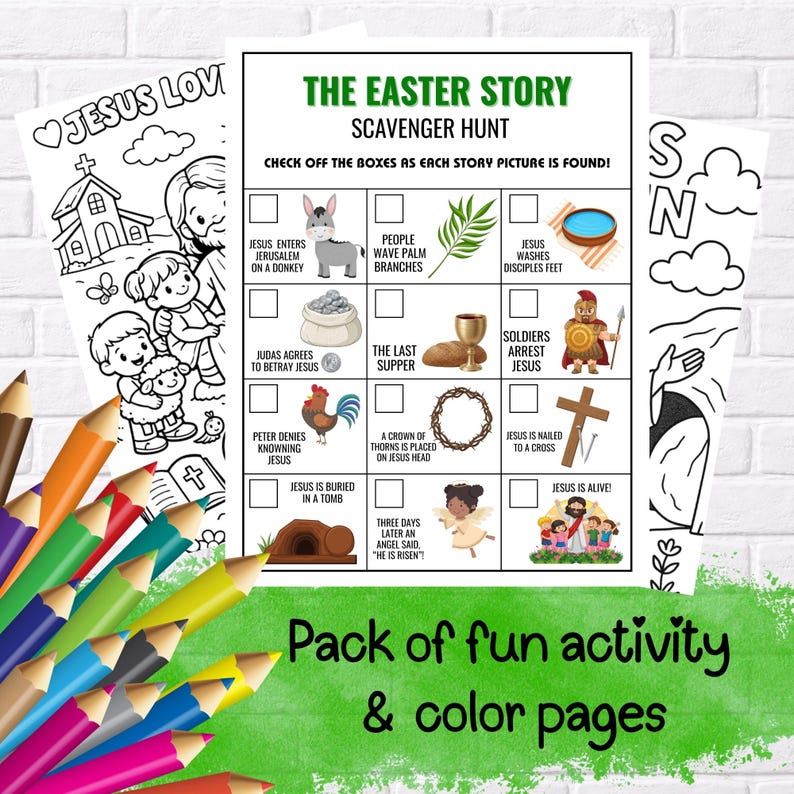 Easter Story Scavenger Hunt, Bible Verse Activity, Sunday School Game ...