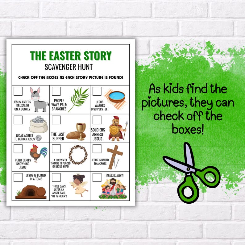 Easter Story Scavenger Hunt, Bible Verse Activity, Sunday School Game ...
